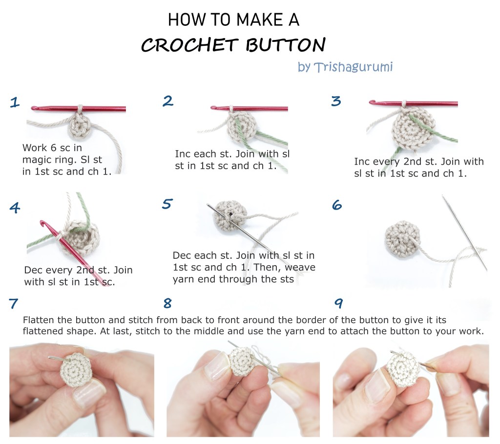 How To Make A Crochet Button - trishagurumi